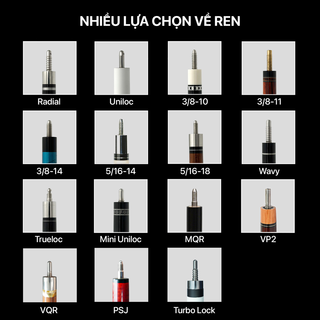 Ngọn Pool Rhino Carbon - Ren Uniloc – Rhino Billiards VN