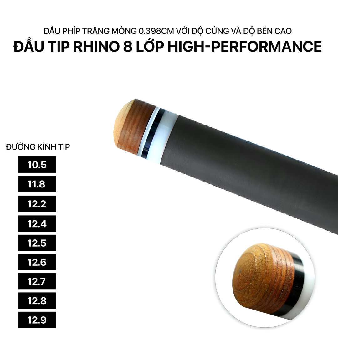 Ngọn Pool Rhino Carbon - Ren Uniloc – Rhino Billiards VN